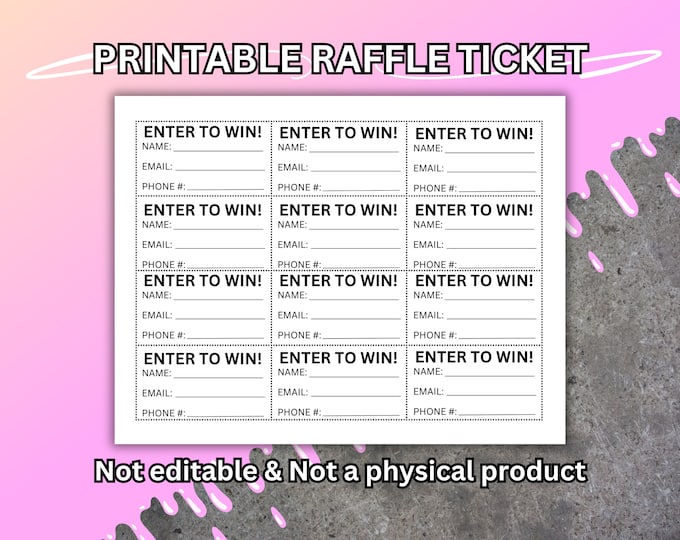 Modern Printable Raffle Ticket Template for Canva Editable Custom Draw ...