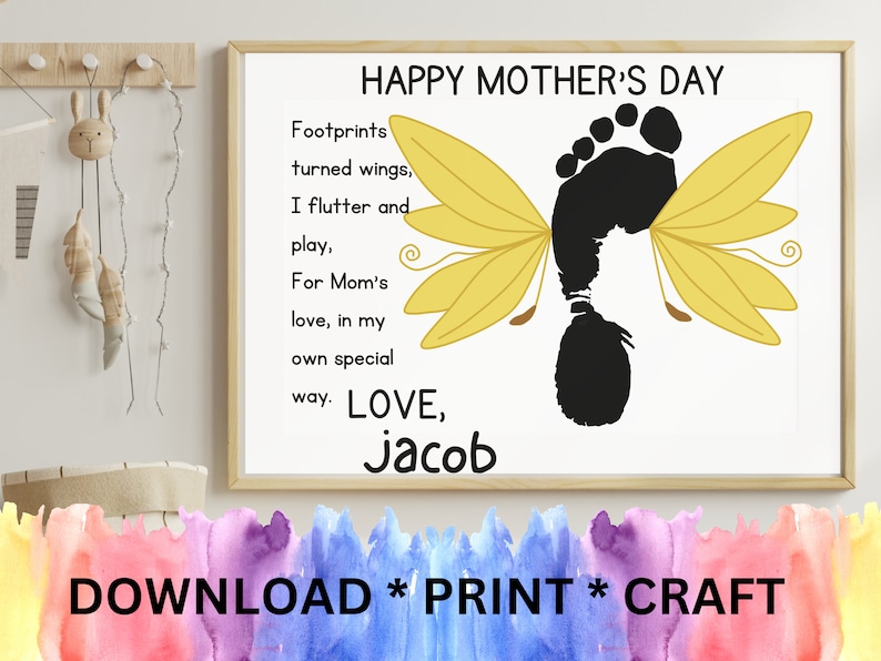 Mothers Day Footprint Craft Printable Template, Mothers Day Gift ...