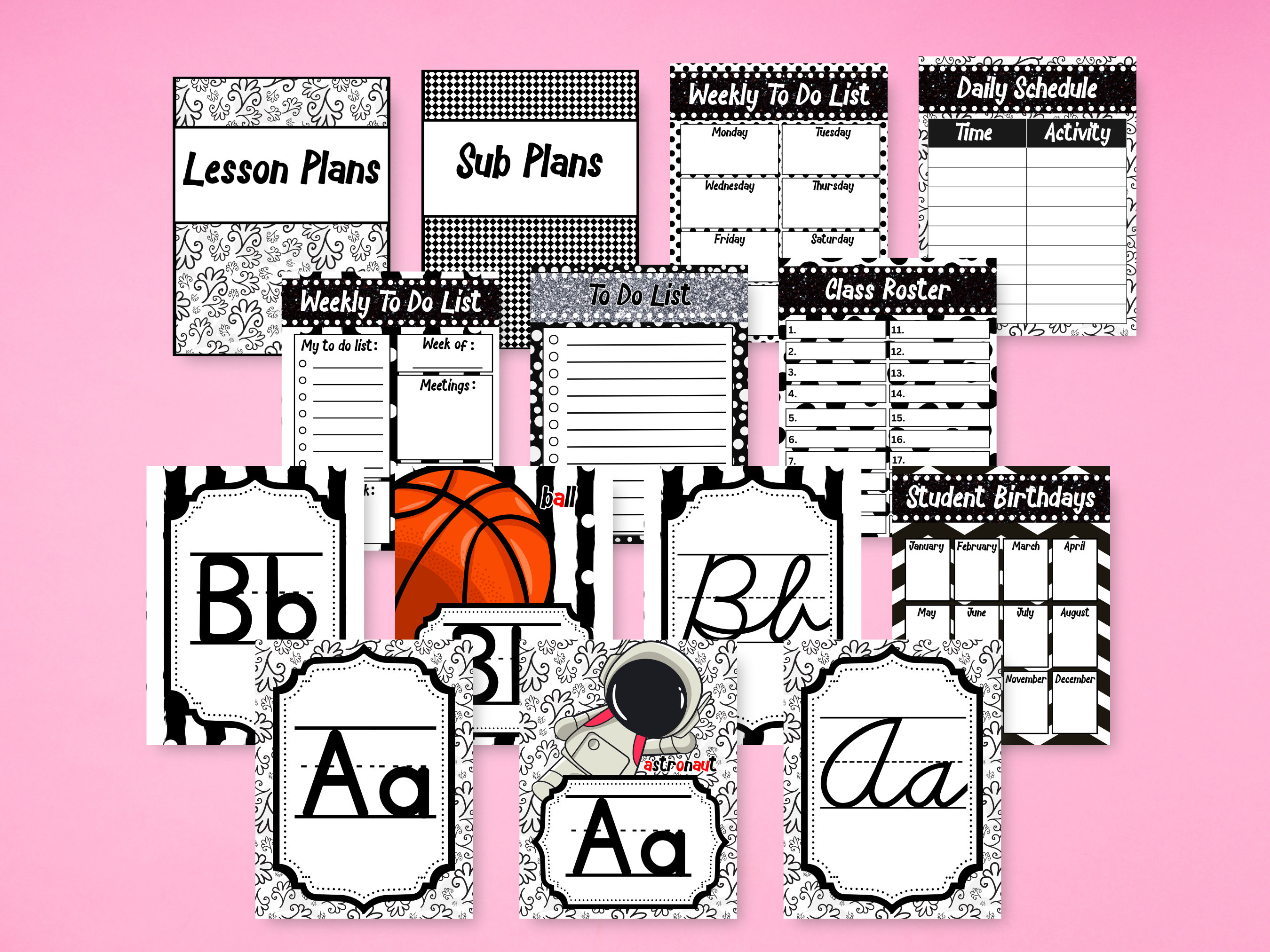 Black and White Classroom Decor Bundle, Black and White Classroom Theme ...