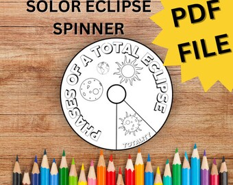 Solar Eclipse Coloring Spinner Wheel, Solar Eclipse 2024 Activity ...
