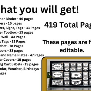 Black and White Classroom Decor Bundle, Black and White Classroom Theme ...