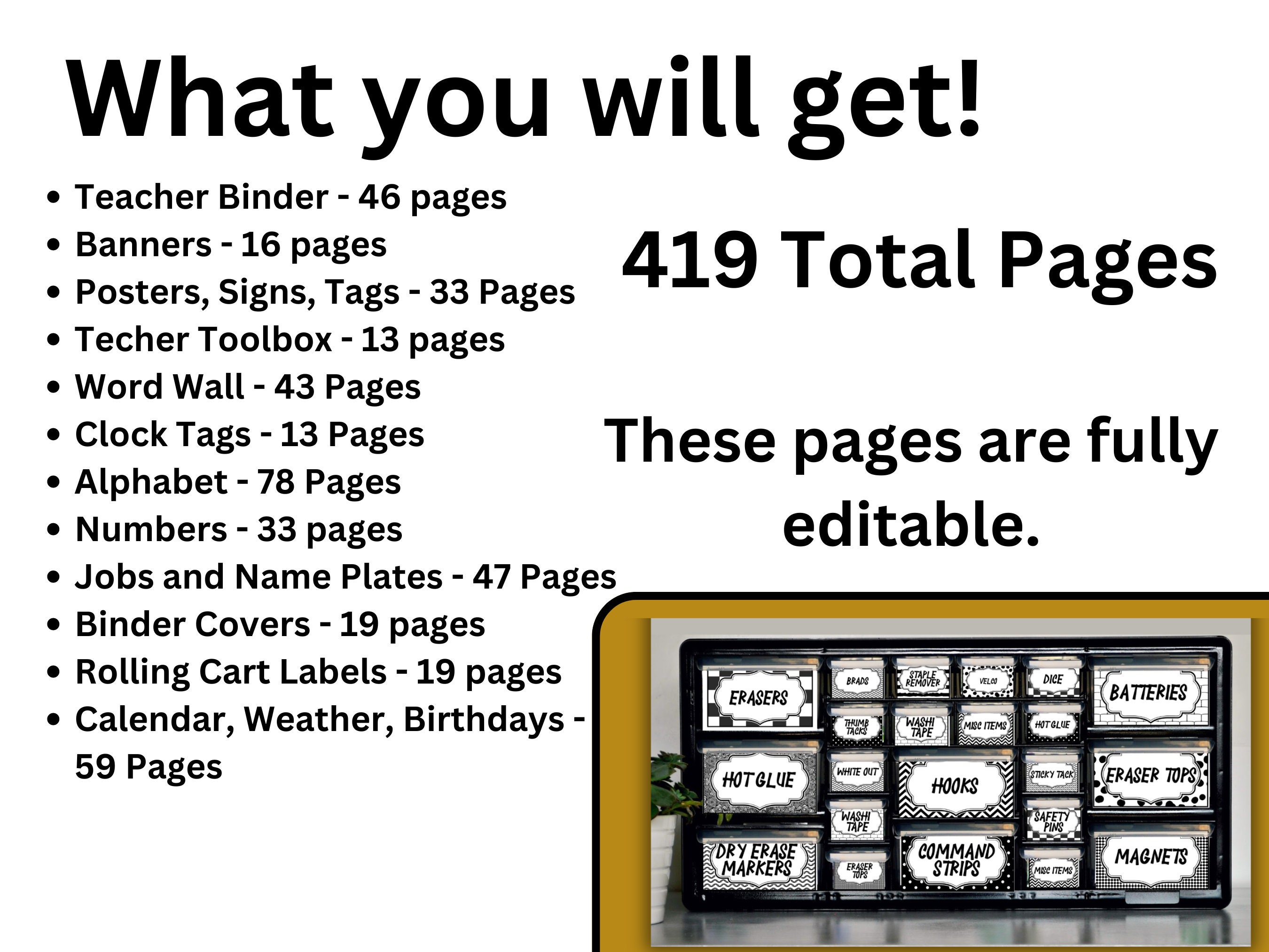 Black and White Classroom Decor Bundle, Black and White Classroom Theme ...