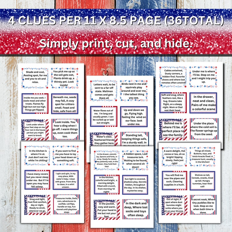 4th of July Scavenger Hunt for Kids, Indoor Outdoor 4th of July Game ...