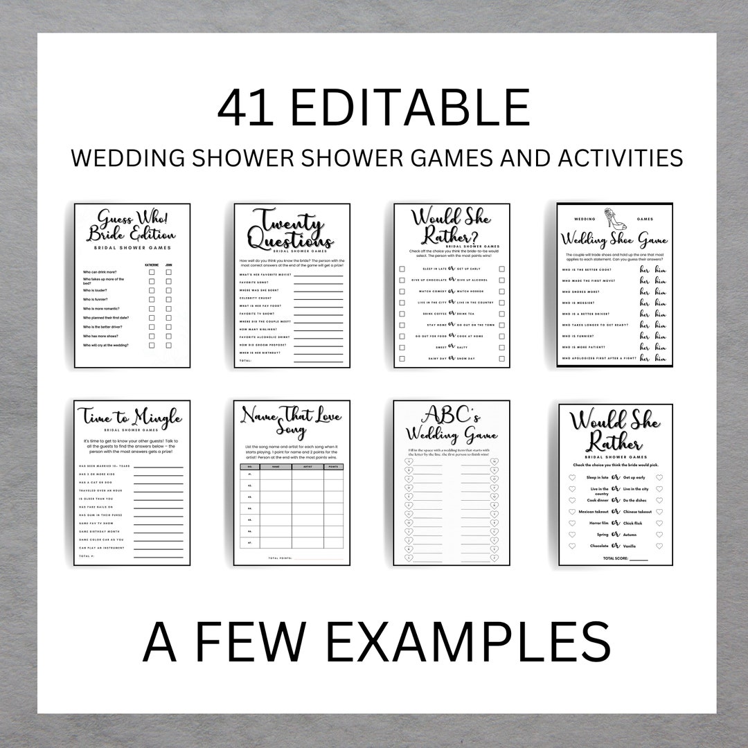 41 Bridal Shower Games Bundle, Modern Bachelorette Party Games, 100% ...