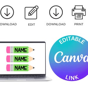Editable Name Tag Template, Back to School Instant Edit & Download ...