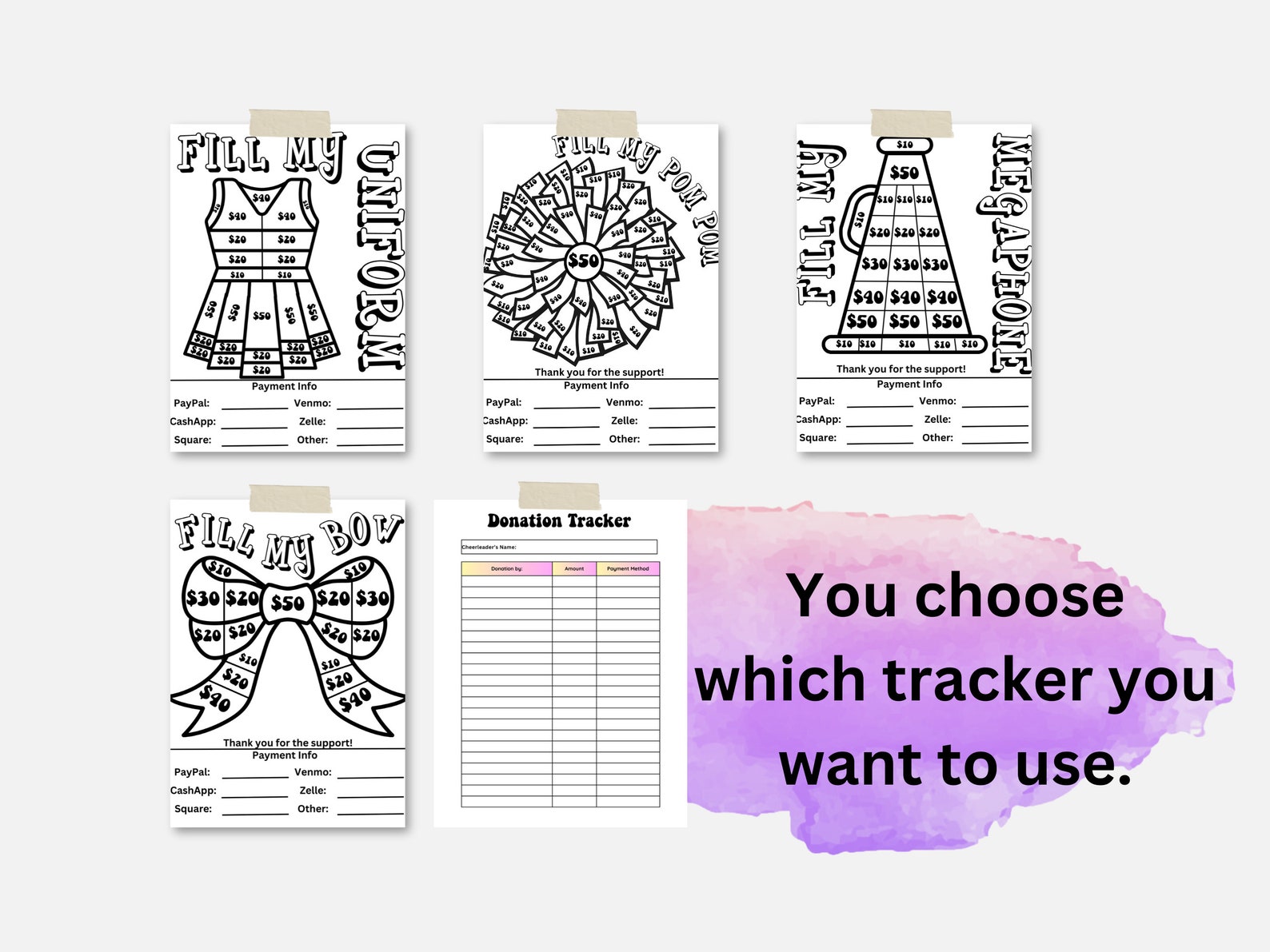 Cheer Fundraiser Printable, FILL MY Pom-pom, Bow, Cheerleading ...