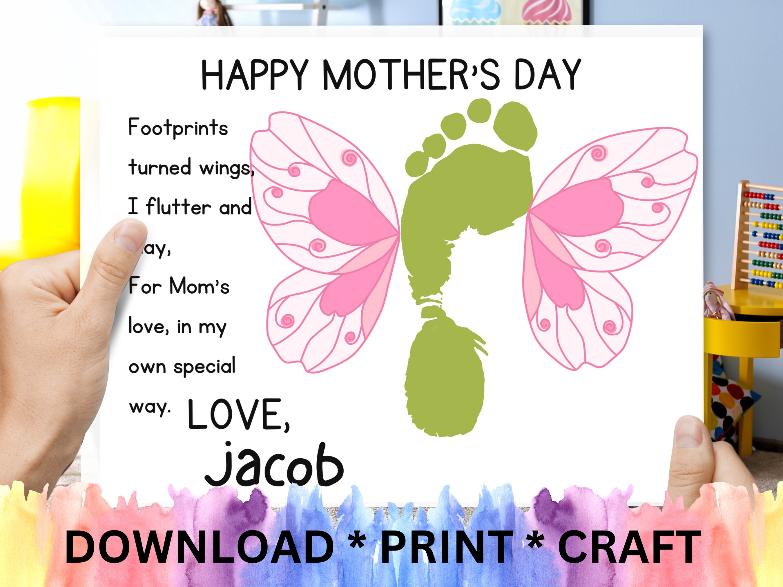 Mothers Day Footprint Craft Printable Template, Mothers Day Gift ...