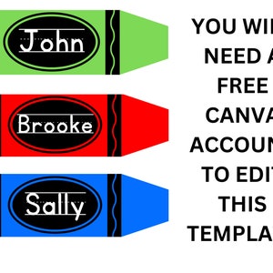Crayon Name Tags, Crayon Desk Plate, Student Desk Plates, Printable ...