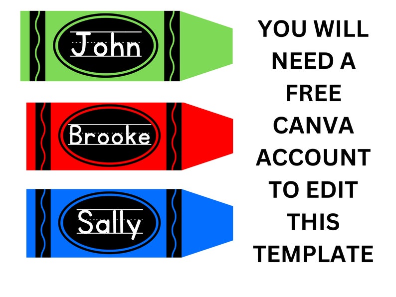Crayon Name Tags, Crayon Desk Plate, Student Desk Plates, Printable ...