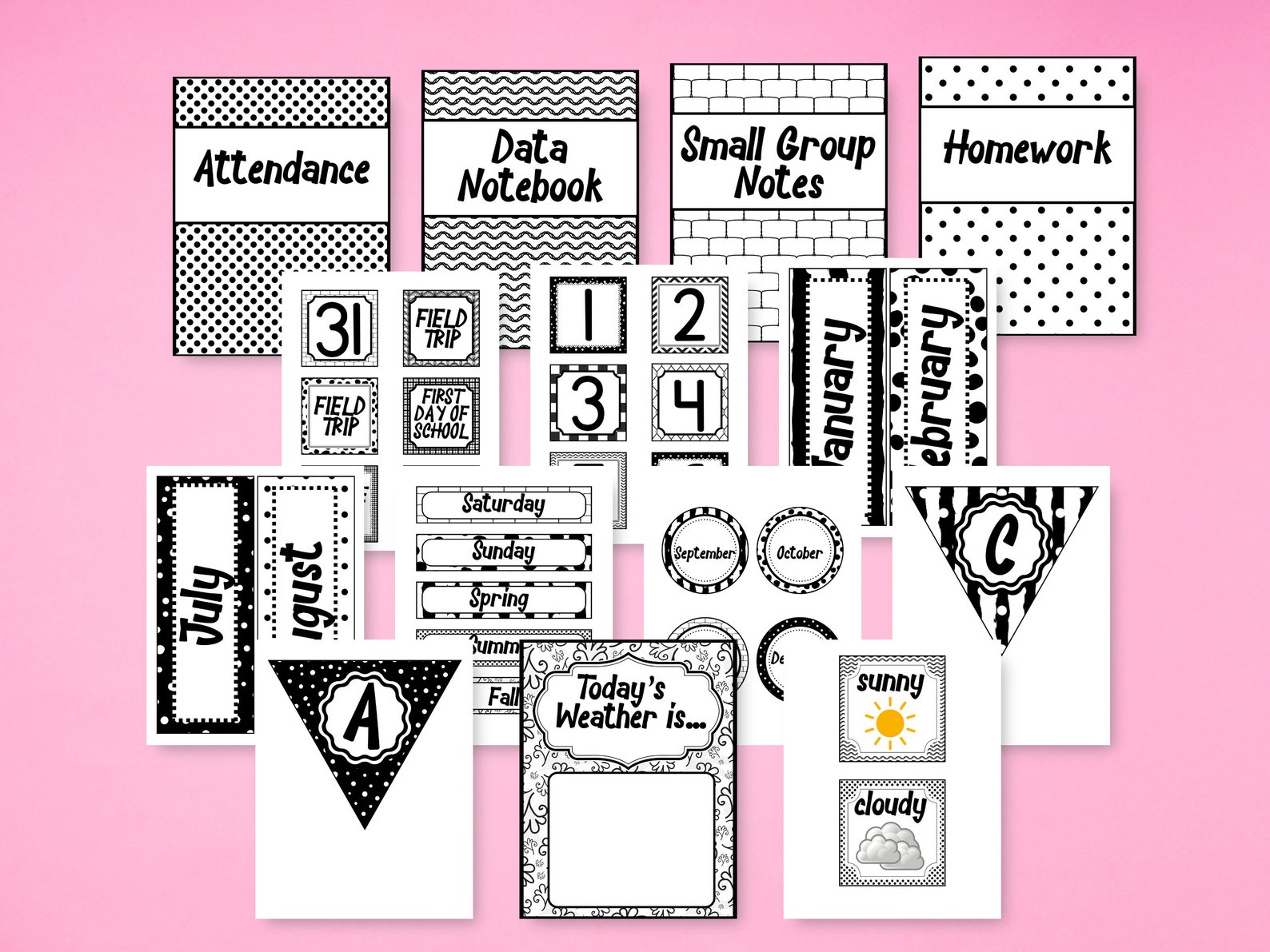 Black and White Classroom Decor Bundle, Black and White Classroom Theme ...