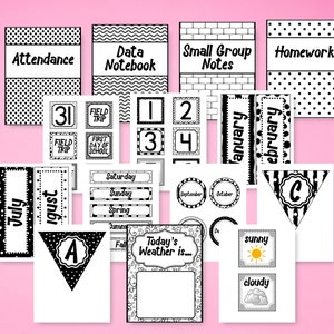 Black and White Classroom Decor Bundle, Black and White Classroom Theme ...