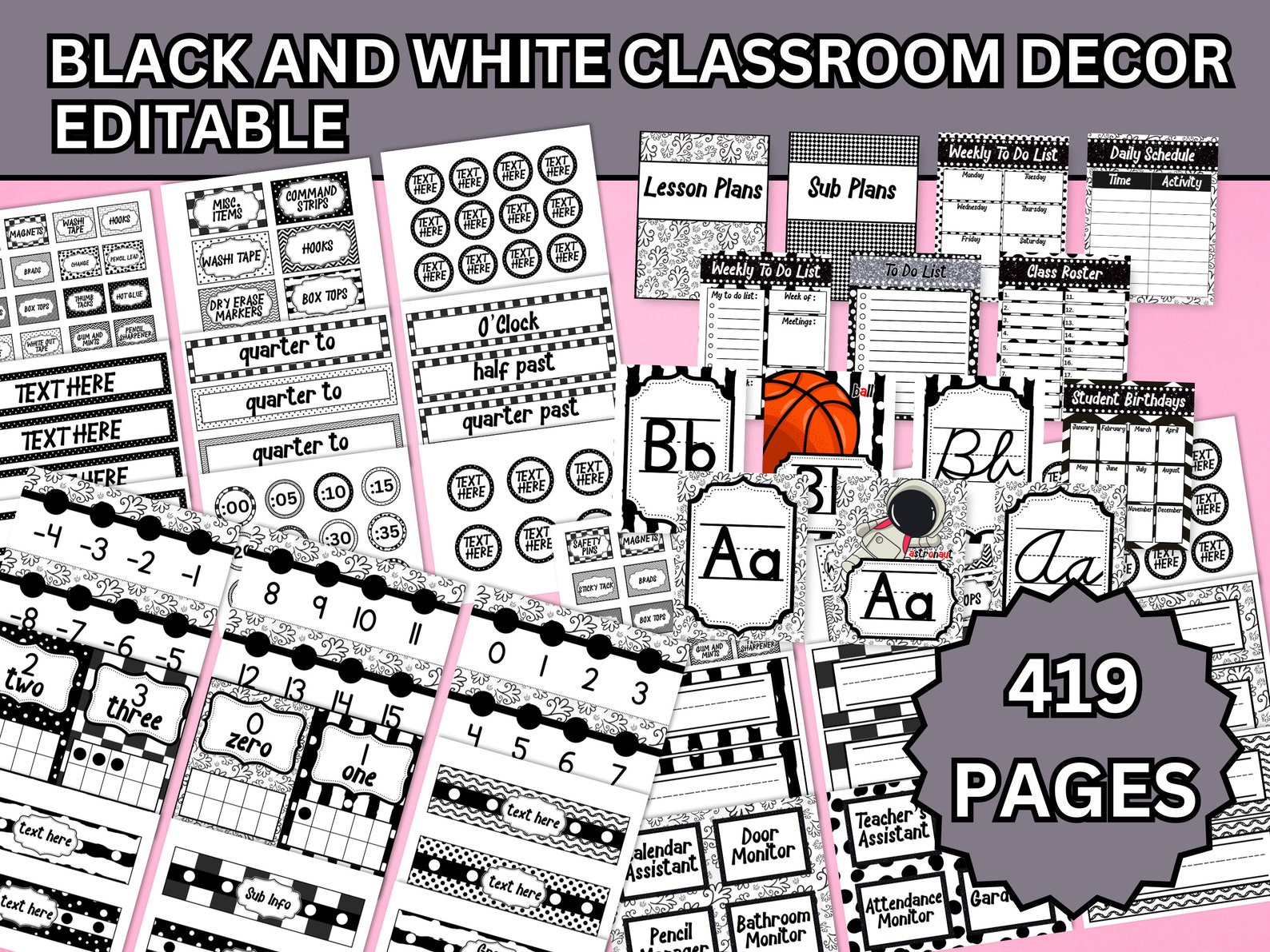 Black and White Classroom Decor Bundle, Black and White Classroom Theme ...