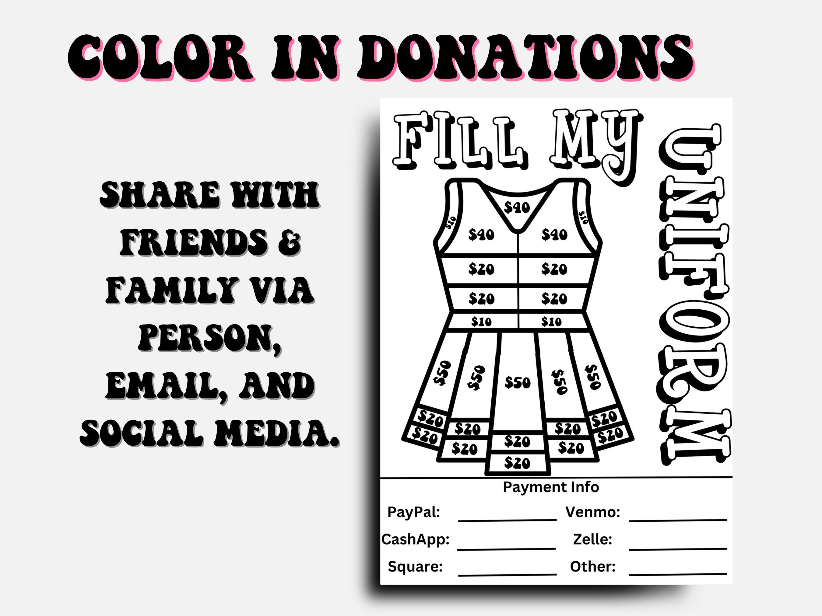 Cheer Fundraiser Printable, FILL MY Pom-pom, Bow, Cheerleading ...