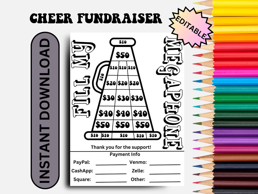 Cheer Fundraiser Editable Printable, FILL MY Pom-pom, Bow, Cheerleading ...
