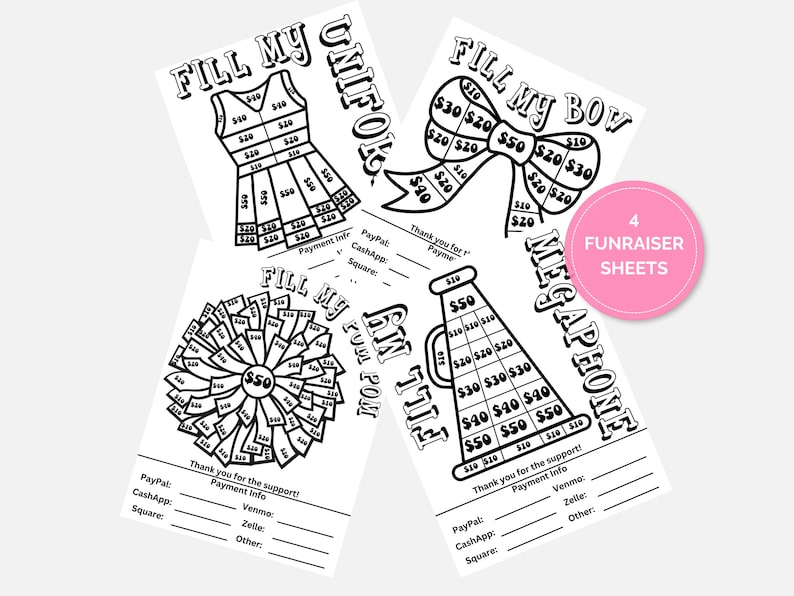 Cheer Fundraiser Editable Printable, FILL MY Pom-pom, Bow, Cheerleading ...