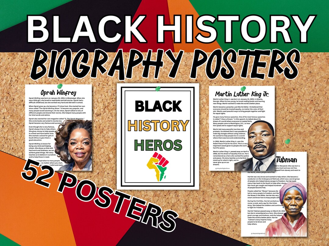 Black History Biography Posters, Printable Classroom Posters, Black ...