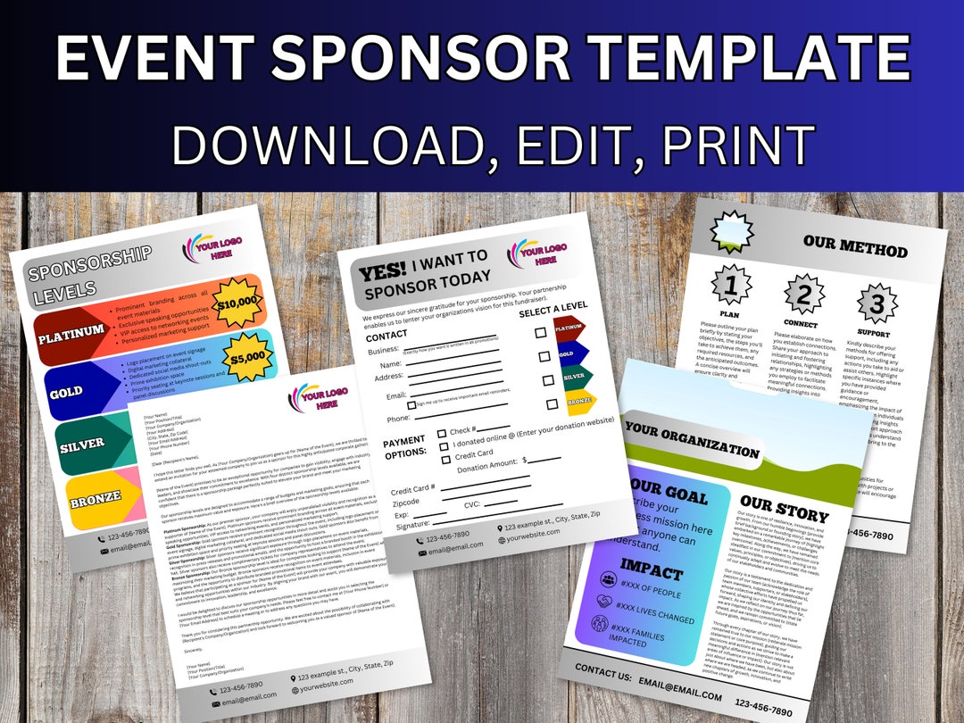EVENT SPONSORSHIP, Canva Template, Fundraising Event Template, Event ...