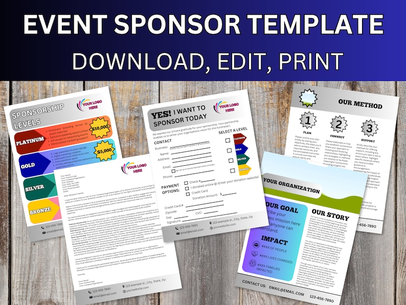 EVENT SPONSORSHIP, Canva Template, Fundraising Event Template, Event ...