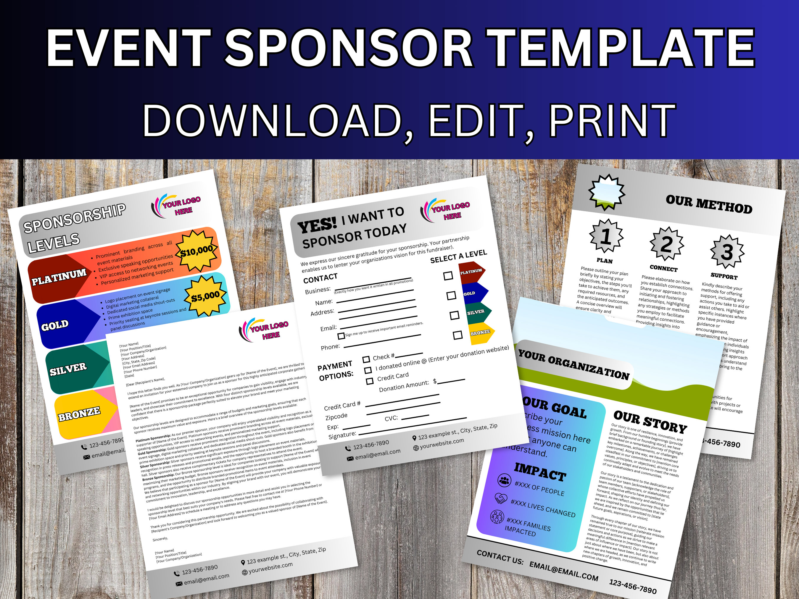 EVENT SPONSORSHIP, Canva Template, Fundraising Event Template, Event ...