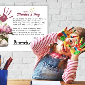 Mother's Day Flower Handprint Crafts, Printable Handprint Footprint Art ...