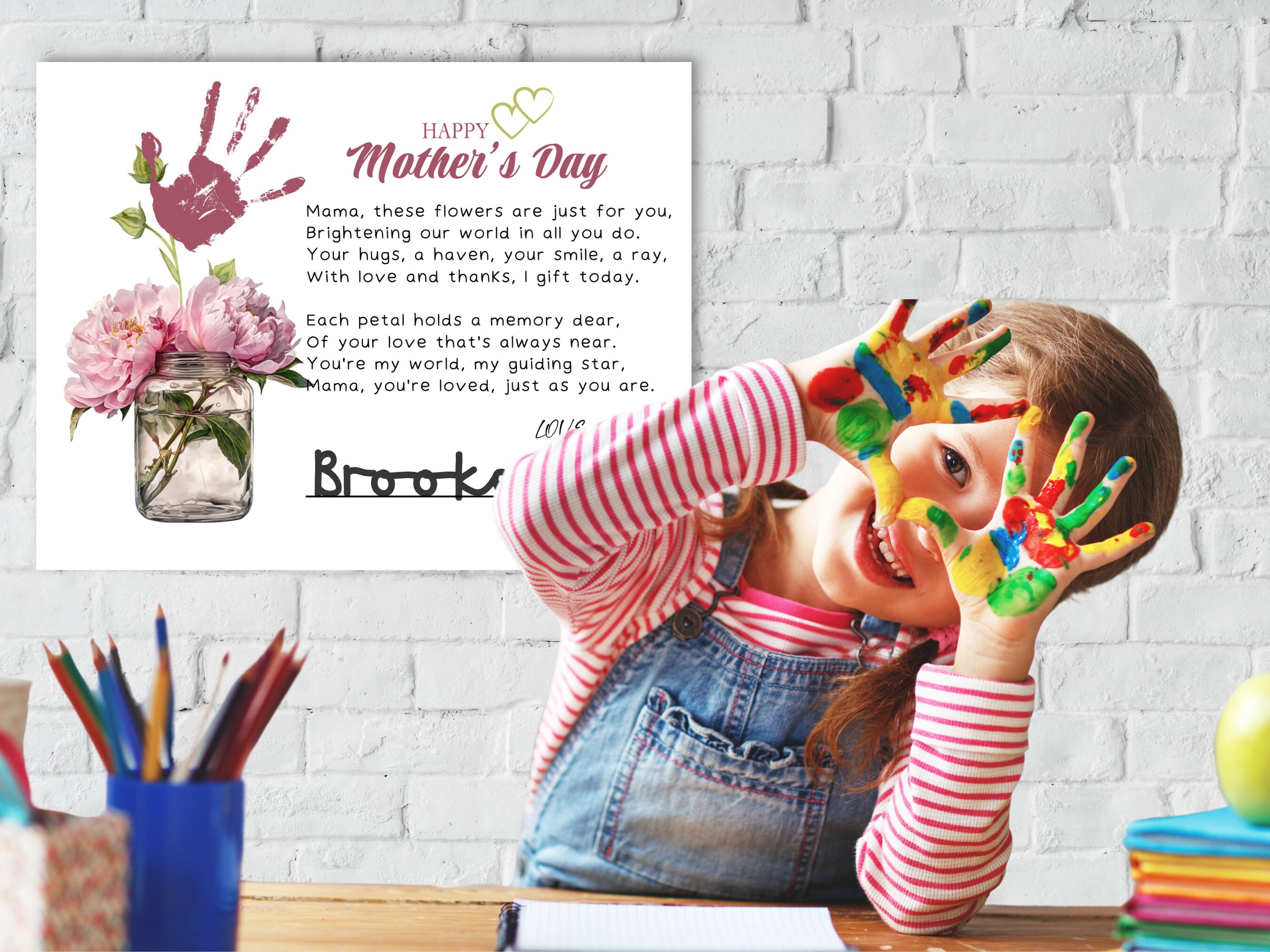 Mother's Day Flower Handprint Crafts, Printable Handprint Footprint Art ...