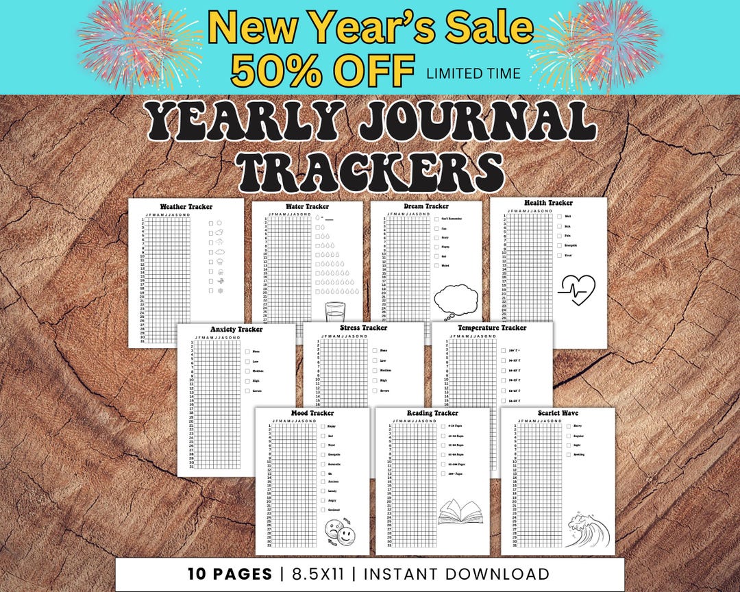 Yearly Coloring Tracking Page Bundle, PRINTABLE Journal Pages, Digital ...