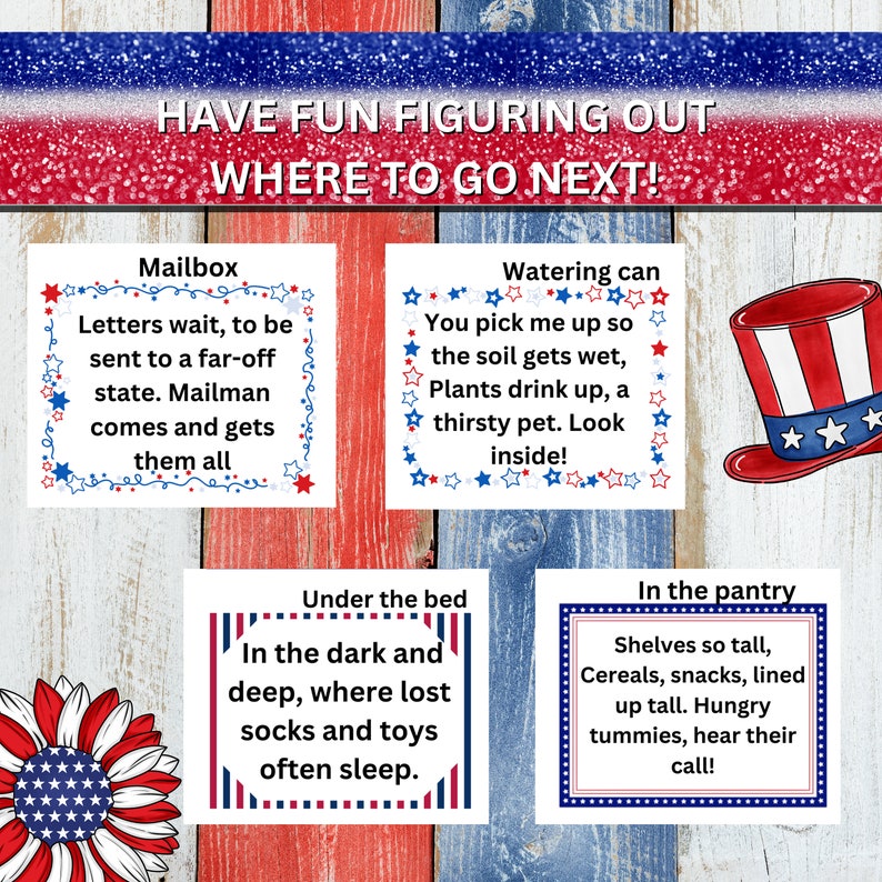 4th of July Scavenger Hunt for Kids, Indoor Outdoor 4th of July Game ...