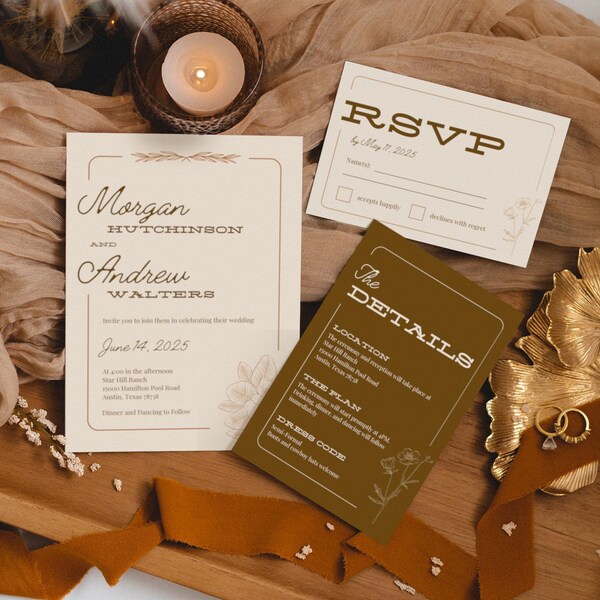 Western Boho Wedding Template Invitation - Etsy