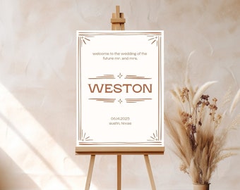 Western Wedding Welcome Sign Template - Rustic, Boho Aesthetic ...