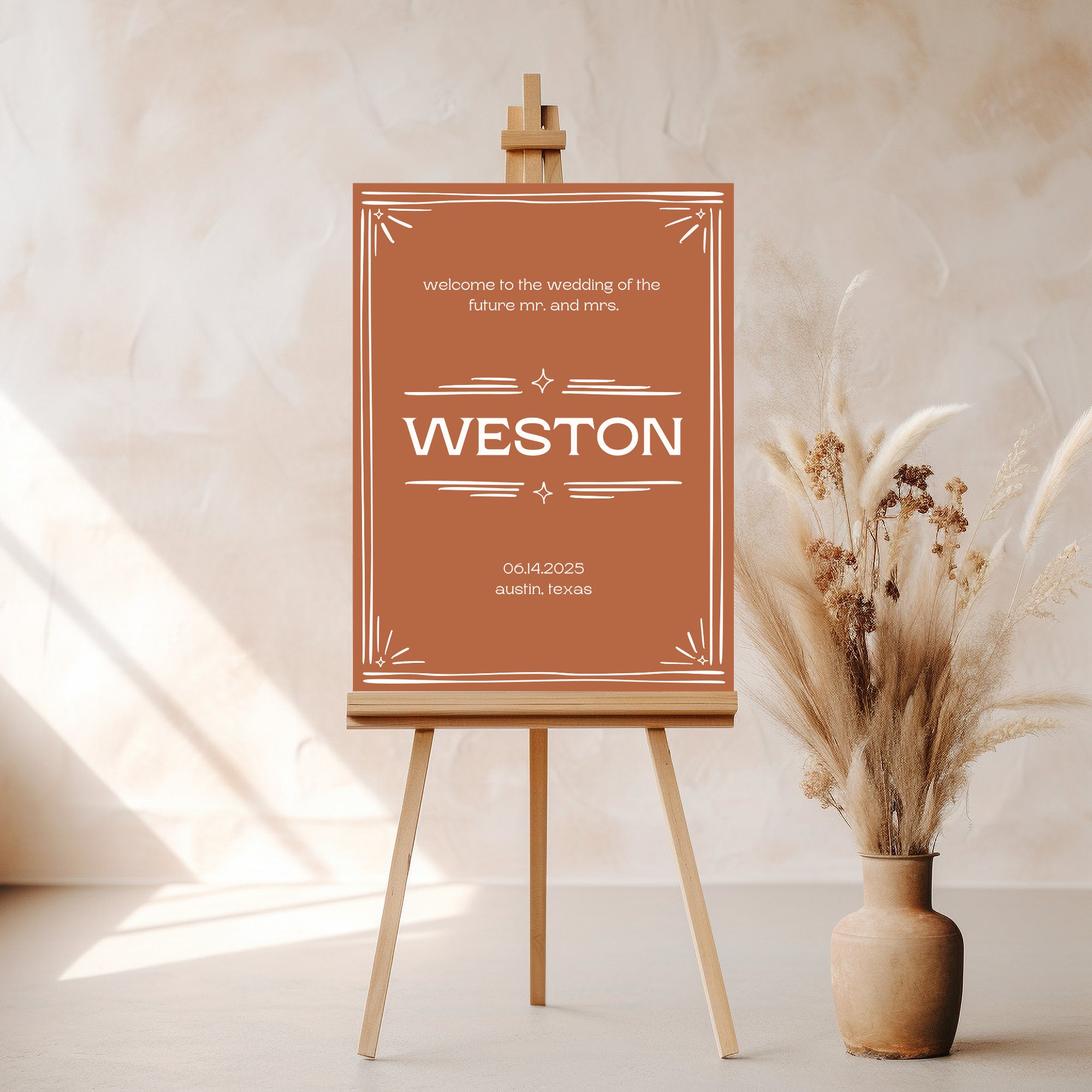 Wedding Welcome Sign Template - Western, Desert, Boho Aesthetic ...