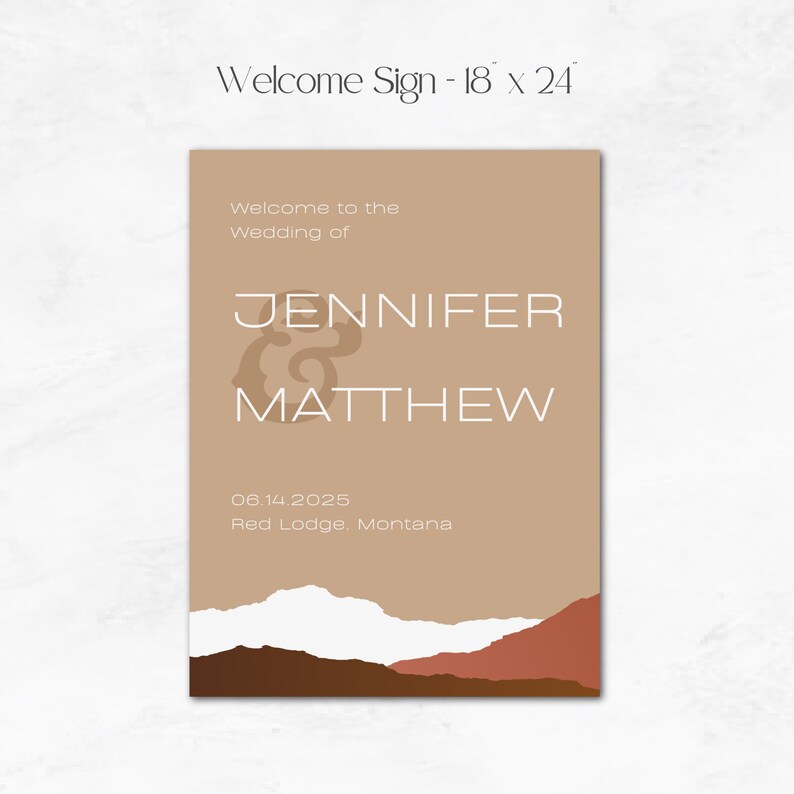 Wedding Welcome Sign Template - Western, Rustic, Mountains Aesthetic ...