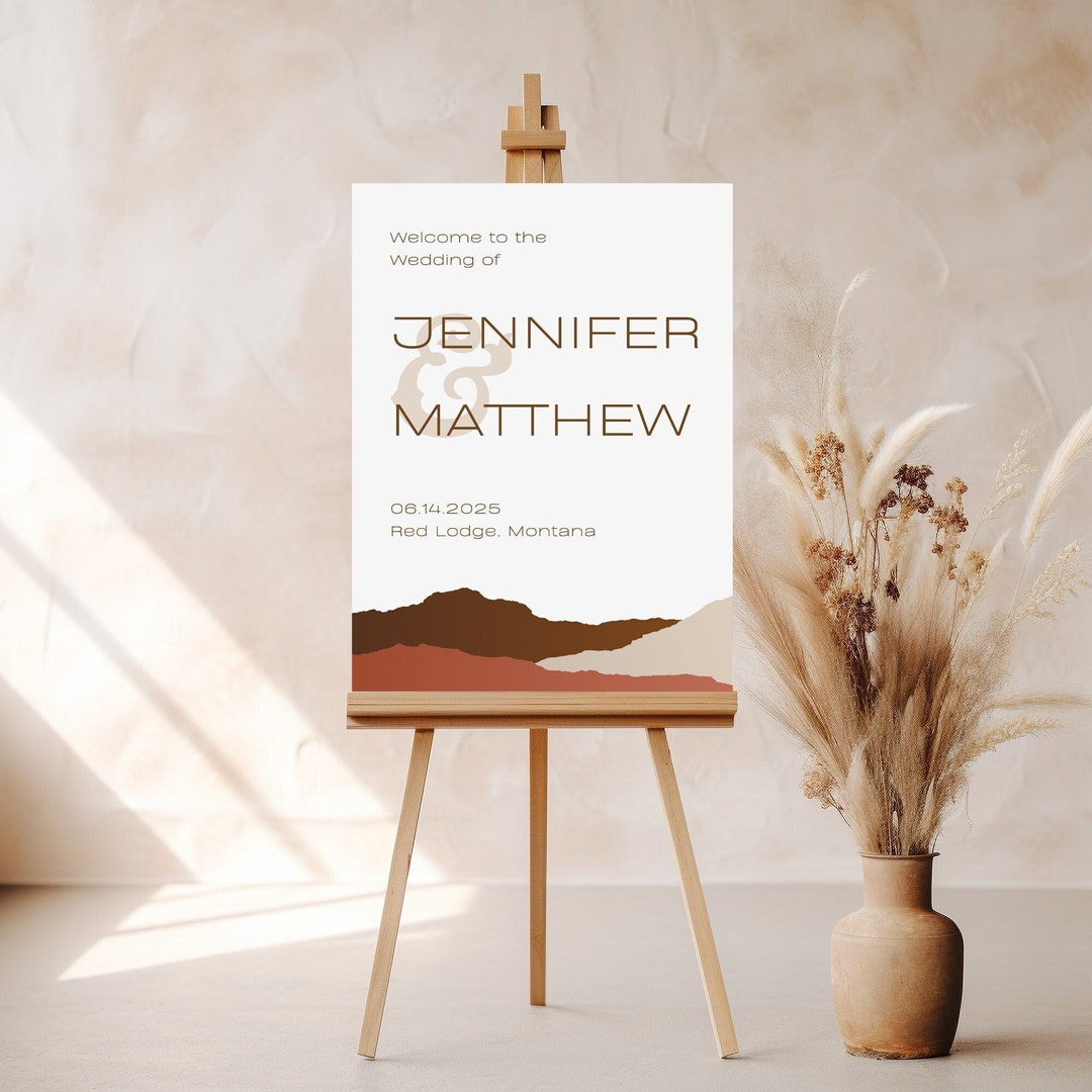Wedding Welcome Sign Template - Western, Rustic, Mountains Aesthetic ...