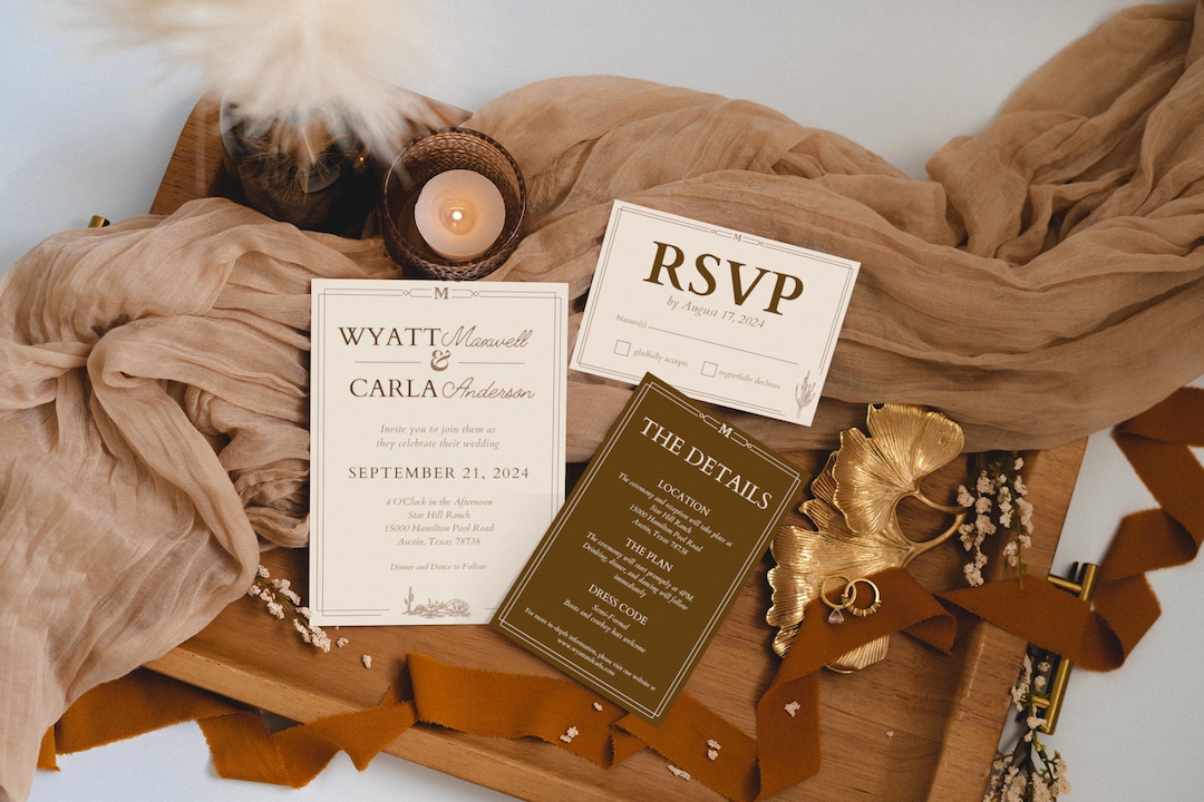 Wedding Invitation Suite Template - Western, Desert Aesthetic ...