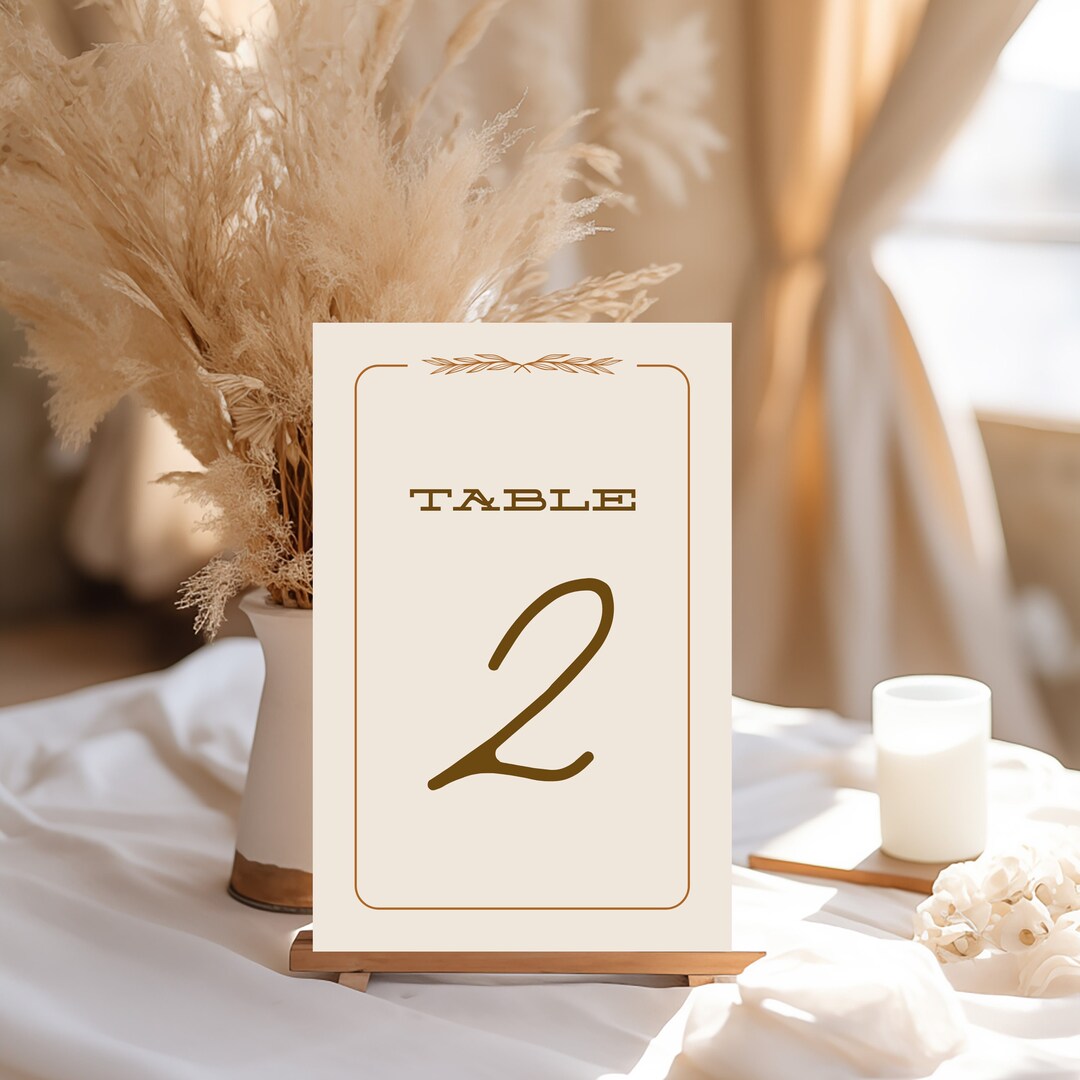 Wedding Table Number Template - Boho, Western Aesthetic - Editable ...