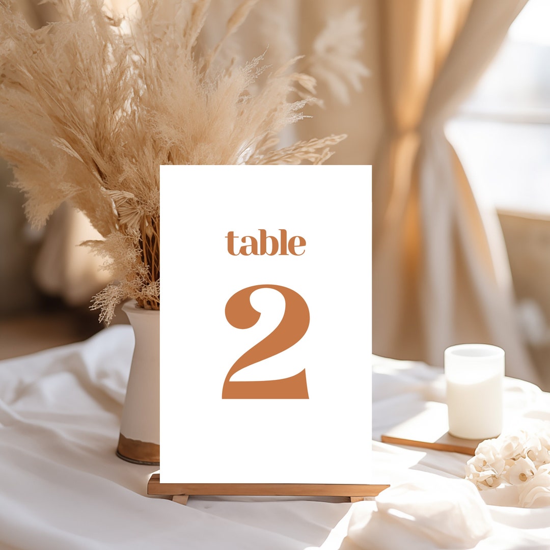 Wedding Table Number Template - Retro, Western Aesthetic - Editable ...