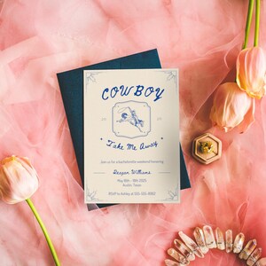 Western Bachelorette Party Invitation Template - Rustic, Vintage Inspired Aesthetic - Editable ...