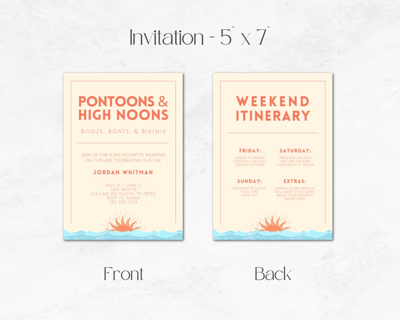 Bachelorette Party Invitation Template - Pontoons & High Noons Theme ...