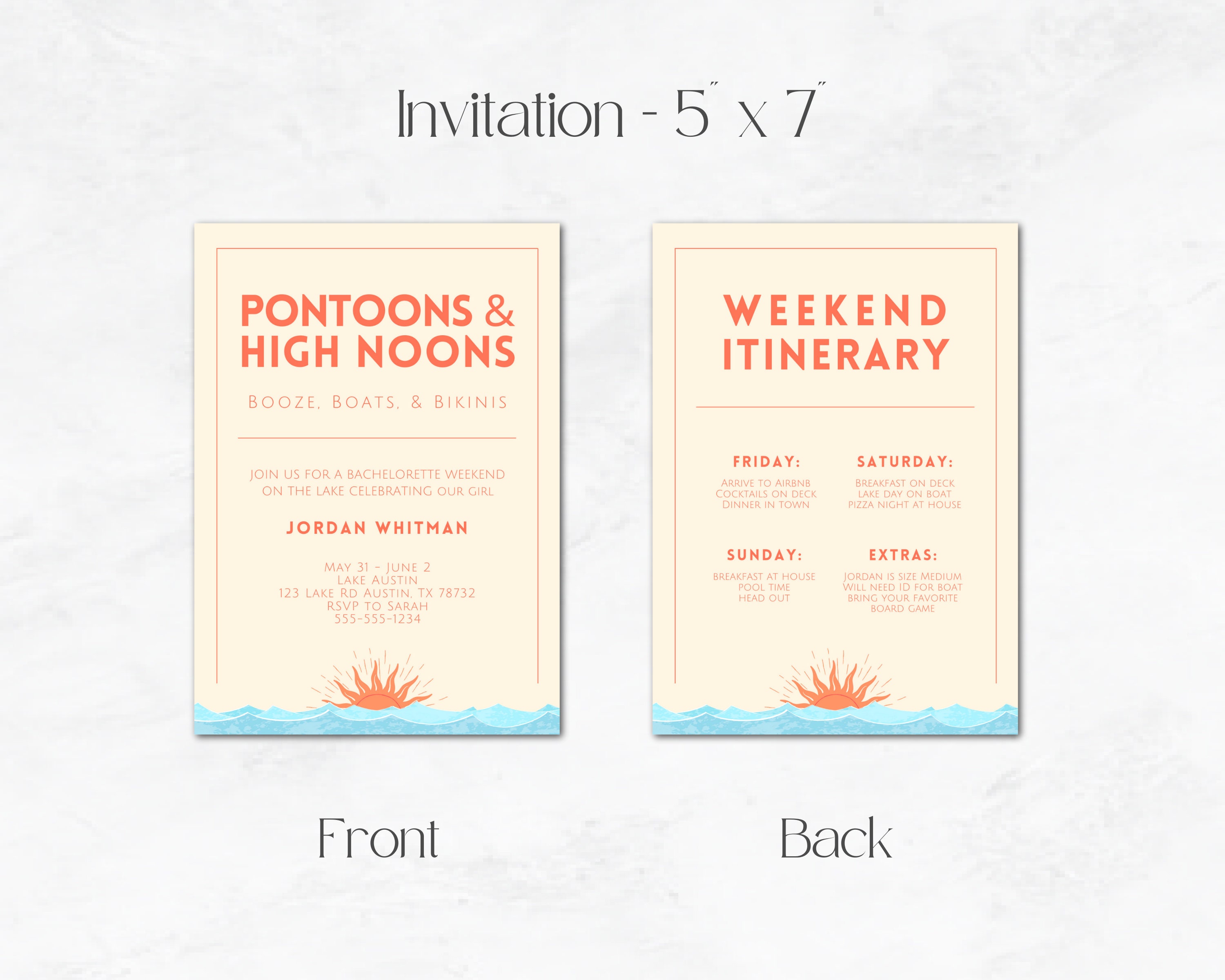 Bachelorette Party Invitation Template - Pontoons & High Noons Theme ...