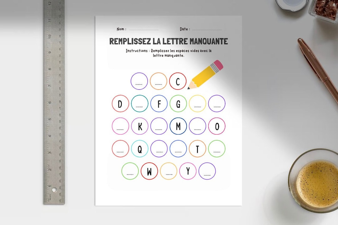 Remplissez La Lettre Manquante - Fill in the Missing Letter - French ...