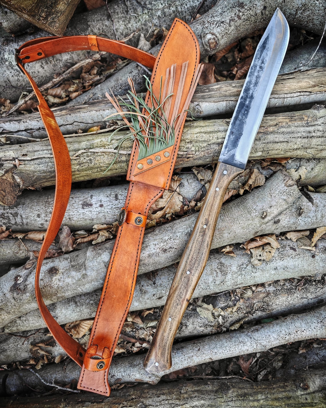 Blacksmith Handmade Forest Camp Machete Knife With Genuie Leather ...