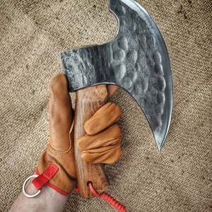 Handmade Blacksmith Hande Forged Custom Kitchen Axe With Genuie Leather ...