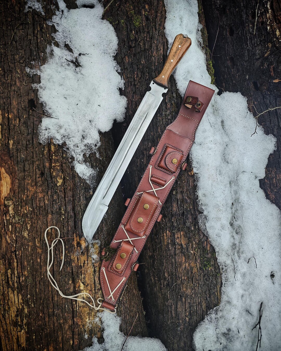 Handcrafted Forest Machete With Genuine Leather Sheath - Includes Carry ...