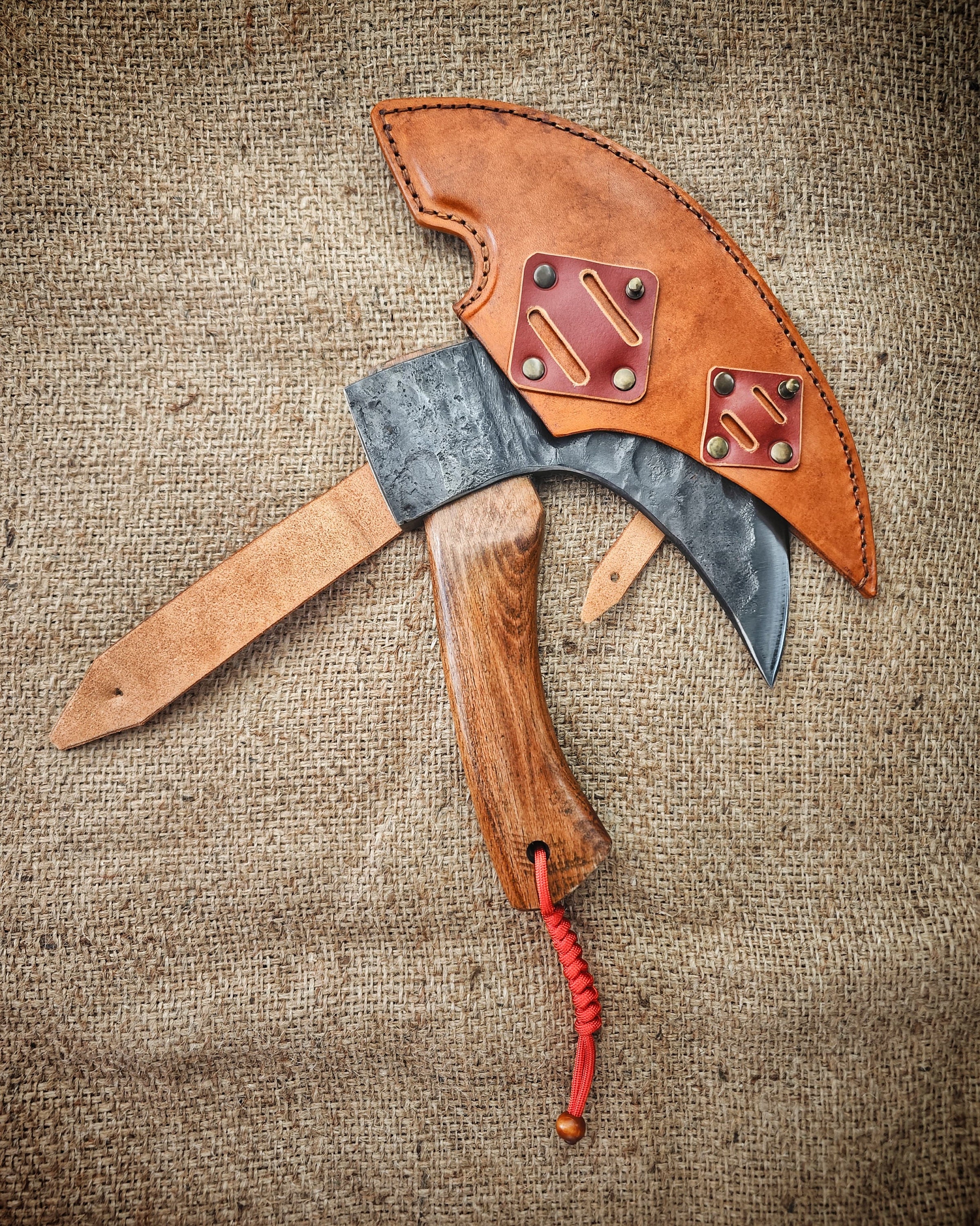 Handmade Blacksmith Hande Forged Custom Kitchen Axe With Genuie Leather ...