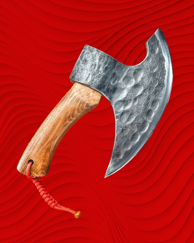 Handmade Blacksmith Hande Forged Custom Kitchen Axe With Genuie Leather ...
