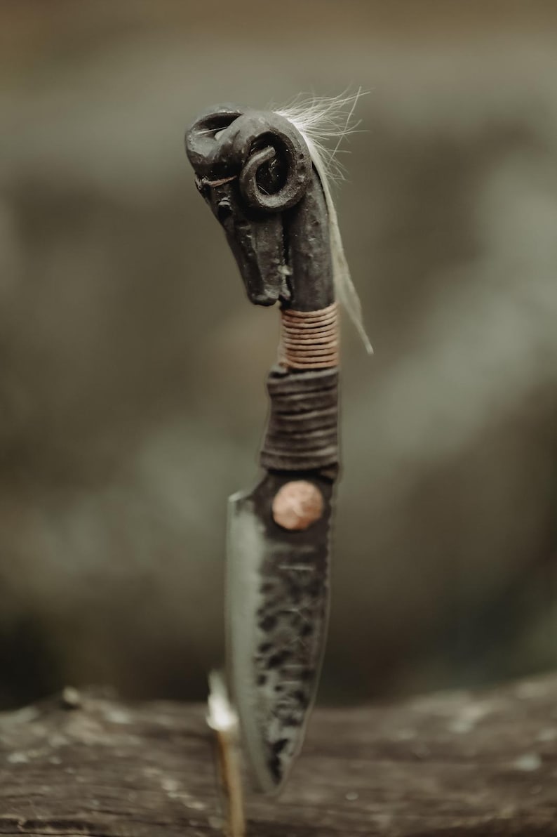 Rustic and Primitive Masterpiece: Blacksmith Ram-head Neck Knife - Etsy