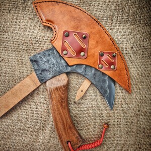 Handmade Blacksmith Hande Forged Custom Kitchen Axe With Genuie Leather ...
