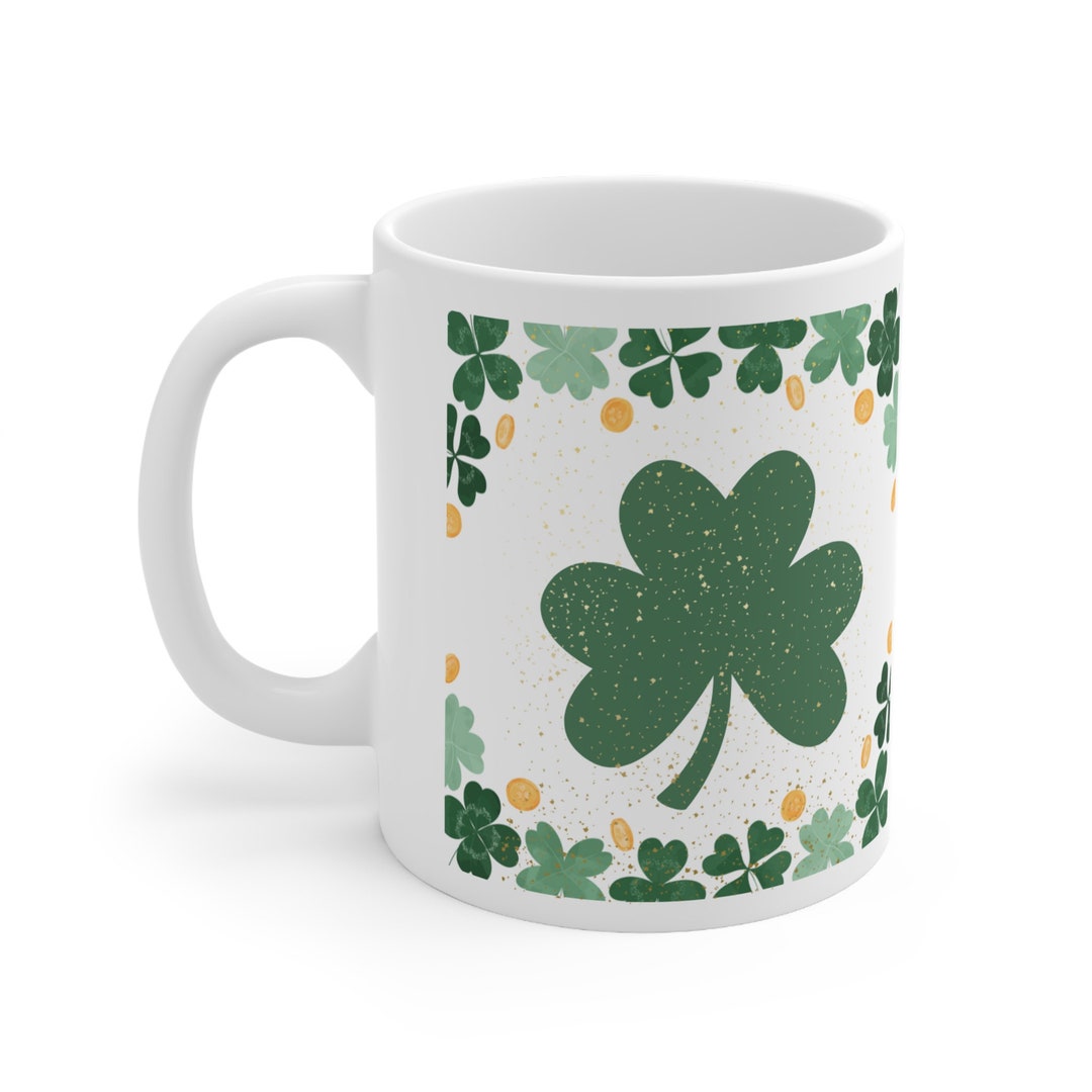 Shamrock Mug, Clover Mug, Irish Mug, Four Leaf Clover Mug, Irish ...