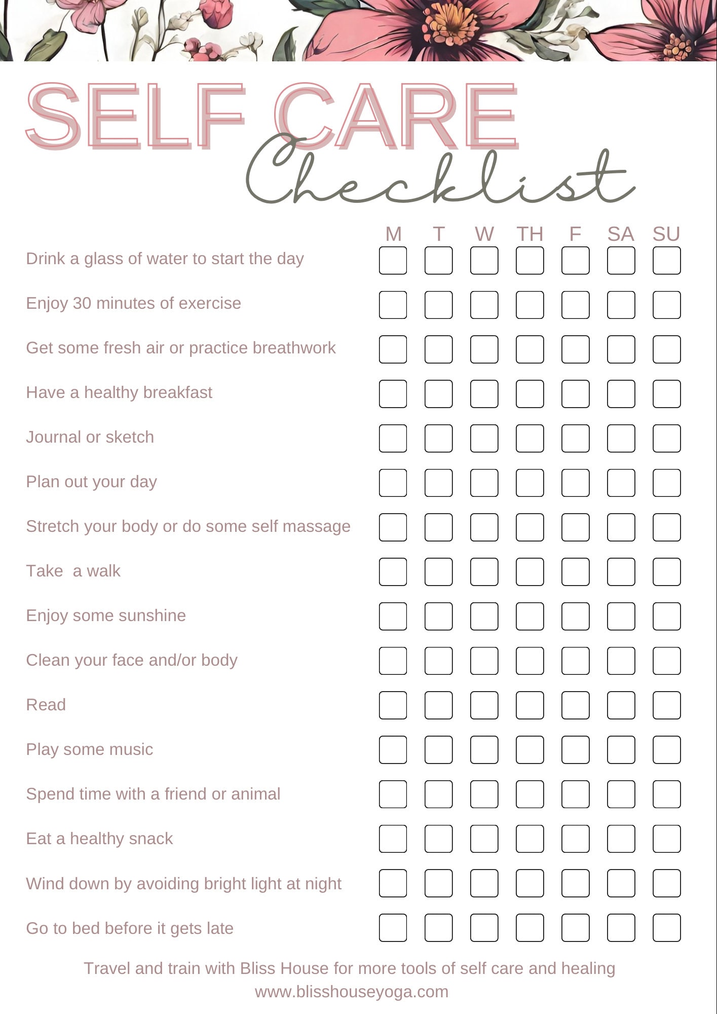 Self Care Daily Checklist - Etsy