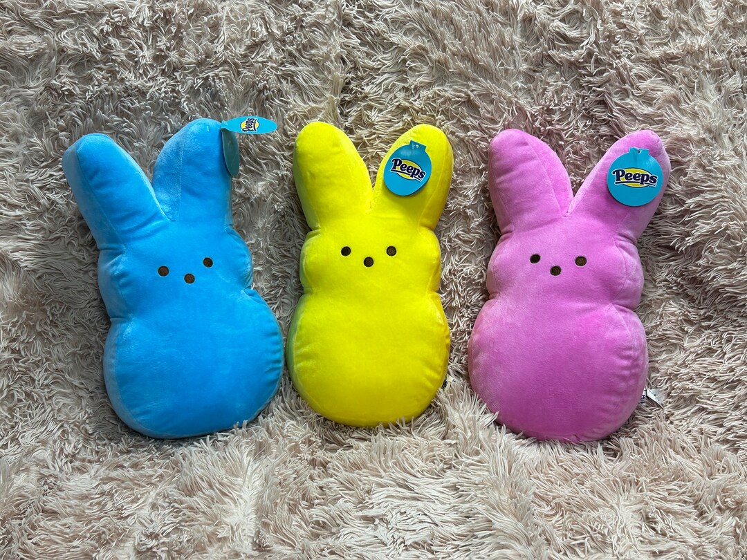 Personalized 15 Plush BLUE PINK or YELLOW Peeps Bunny - Etsy