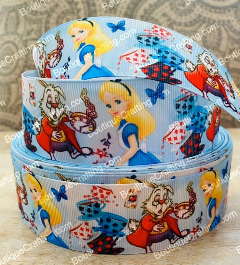 Disney Alice in Wonderland Ribbon High Quality Grosgrain Ribbon by the ...